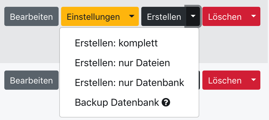 Wechseln Sie zum Tab "Backup":